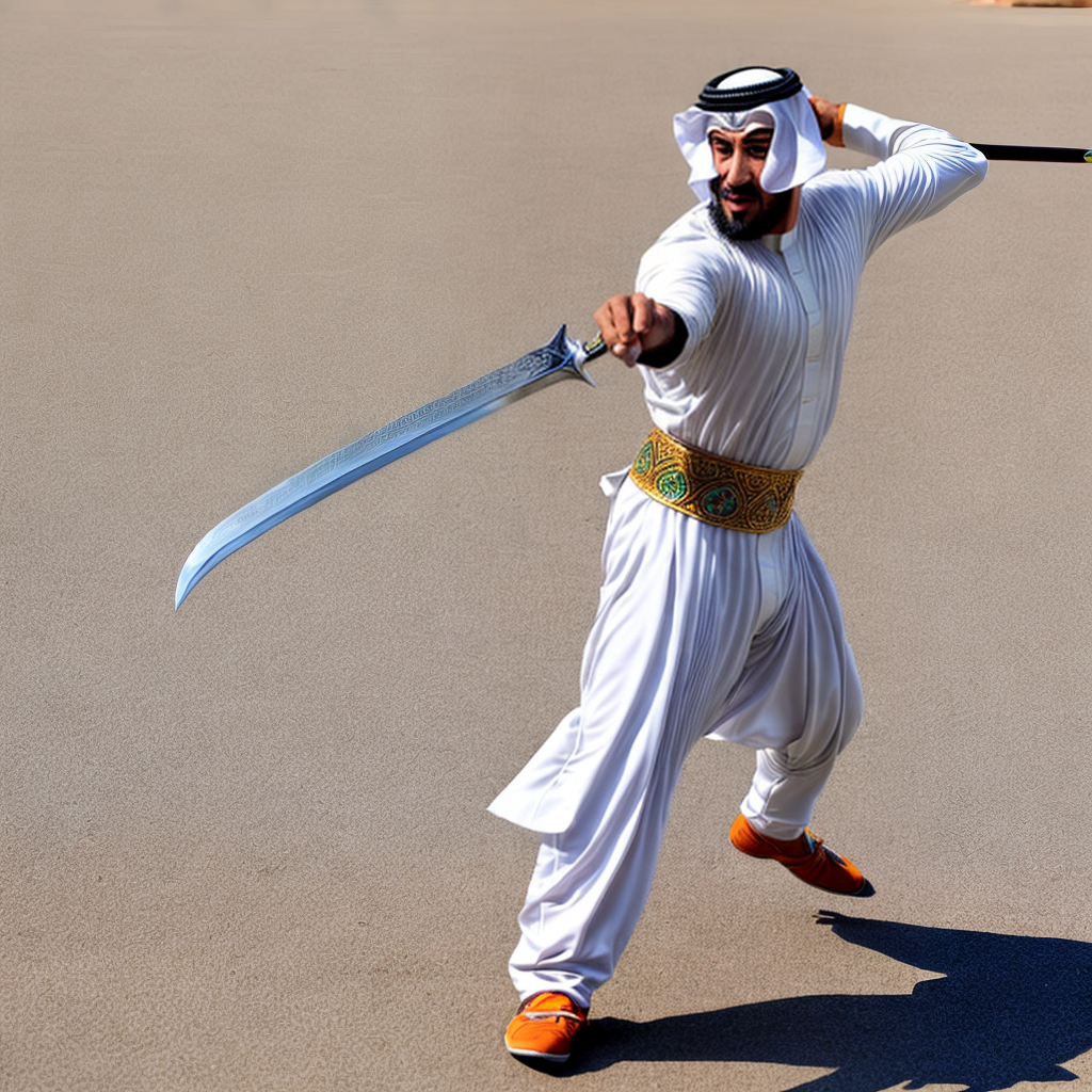 arabic man from qatar dancing with sword