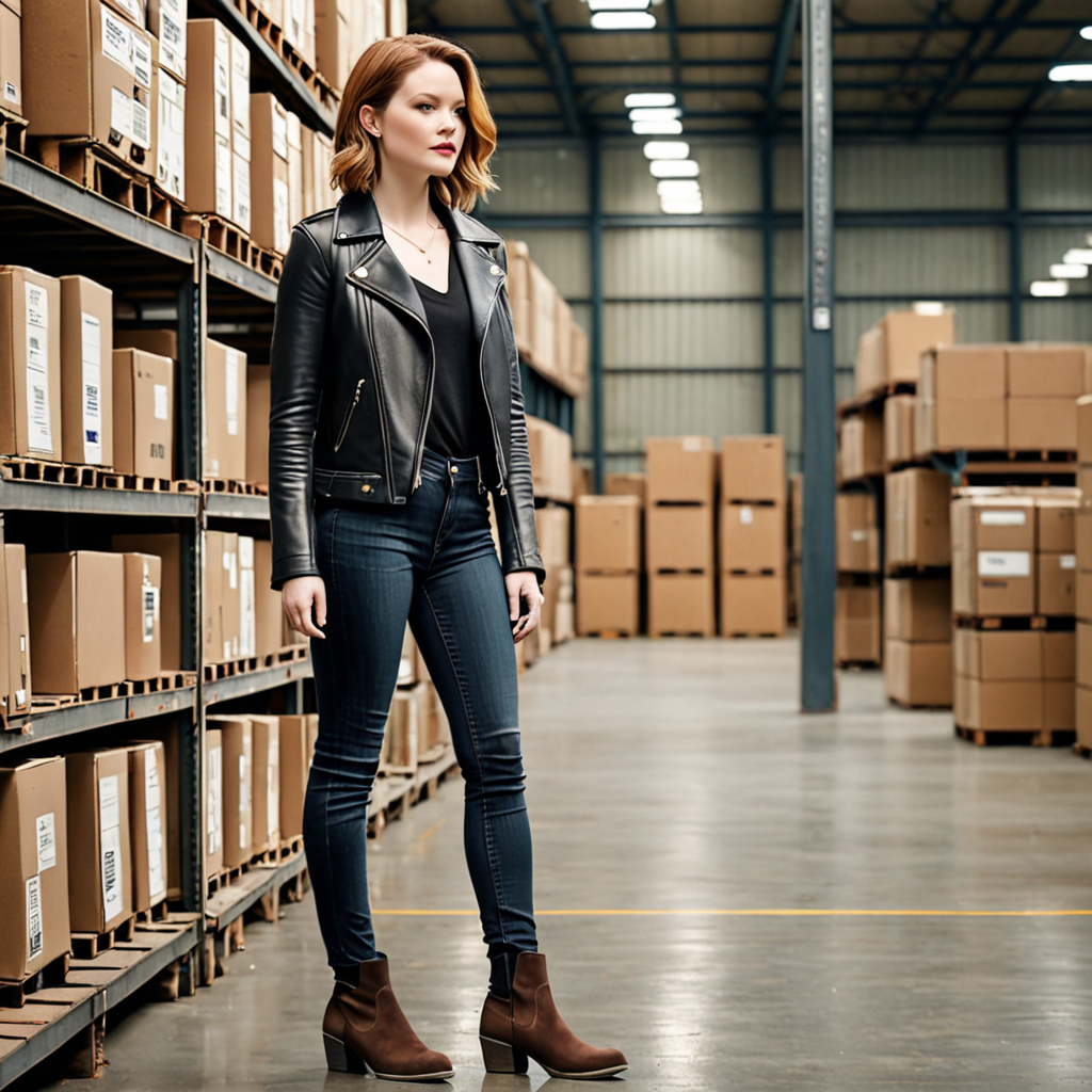 Holliday Grainger skinny black jeans,, brown leather jacket, ankle ...