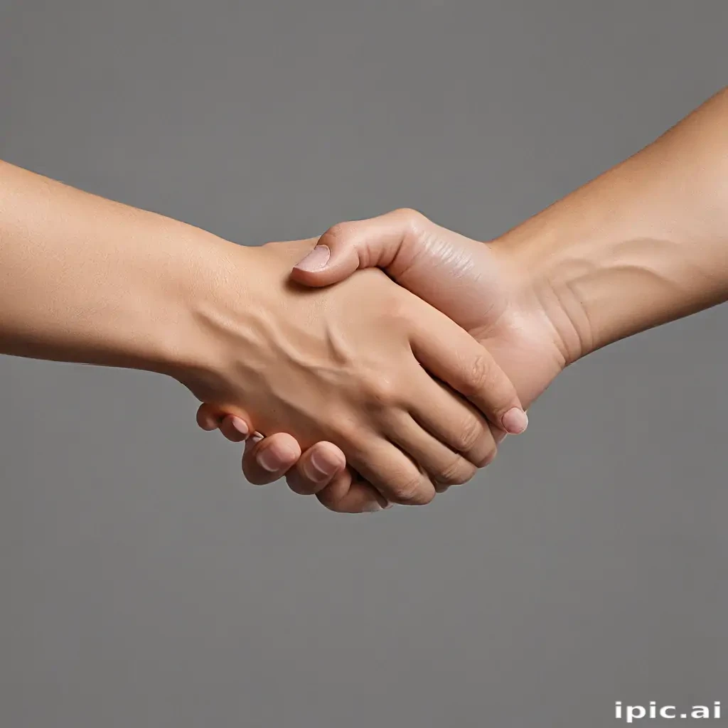 Two Hands Coming Together in a Strong and Meaningful Handshake