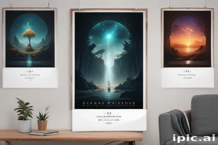 Stunning Gallery Display Featuring Dreamlike Fantasy Landscape Art Posters