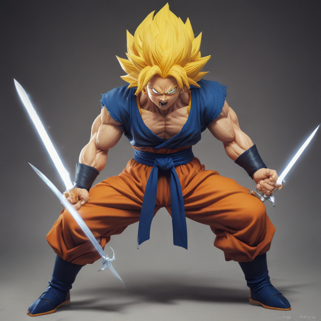 super saiyan with swords