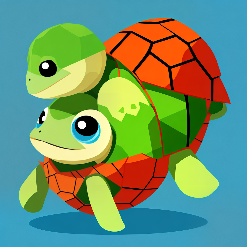 cute superhero turtle in flat design