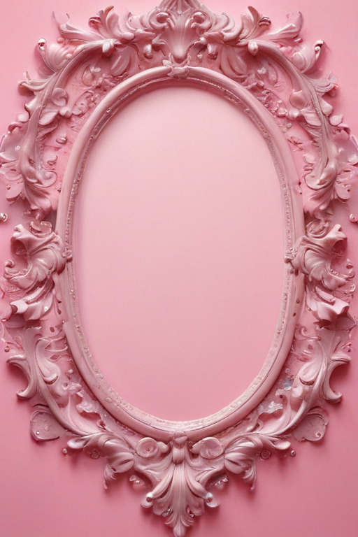 Elegant Pink Frame with Intricate Floral Designs Against a Soft Pink ...