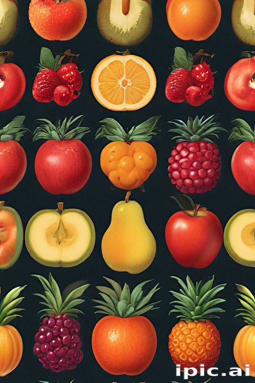 A Colorful Array of Fresh Fruits Displayed in an Artistic Pattern.