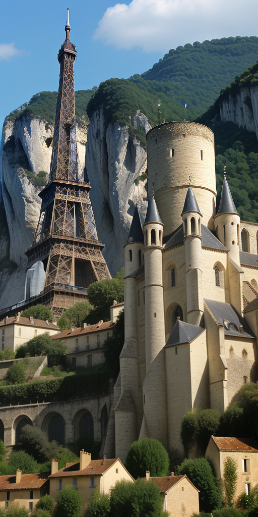 Iconic Landmarks of France: The Eiffel Tower and Historic Castle Landscape