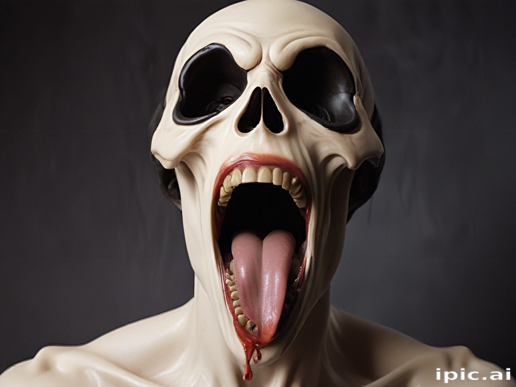 Realistic Skull Sculpture with Gory Details and Distinctive Features on ...