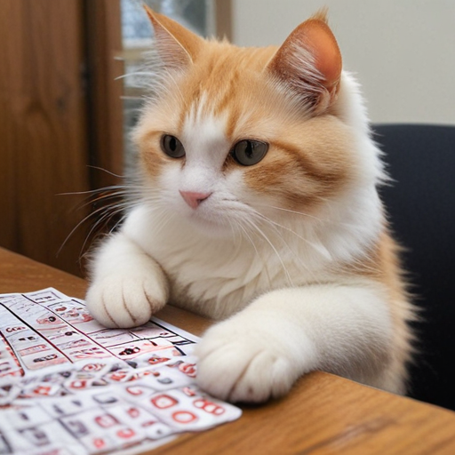 a cat playing bingo
