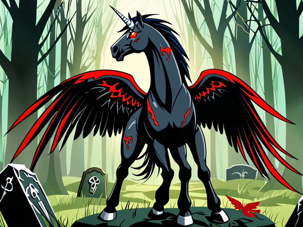 mlp g4 pony necromancer dark alicorn with white markings on face red ...