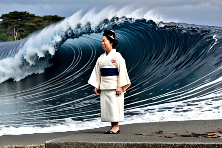 A Japanese queen fighting an evil tsunami to save her people