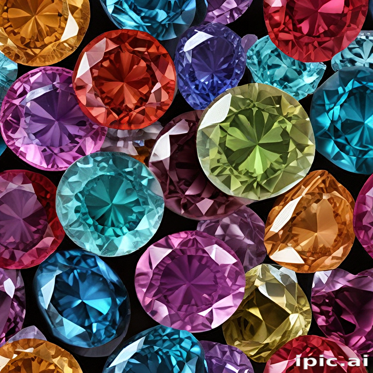 A Vibrant Array of Colorful Gemstones Sparkling in Vivid Illumination.