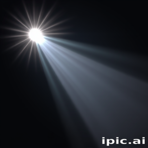 Bright Light Beam Illuminating a Dark Space with Radiant Flare Effects
