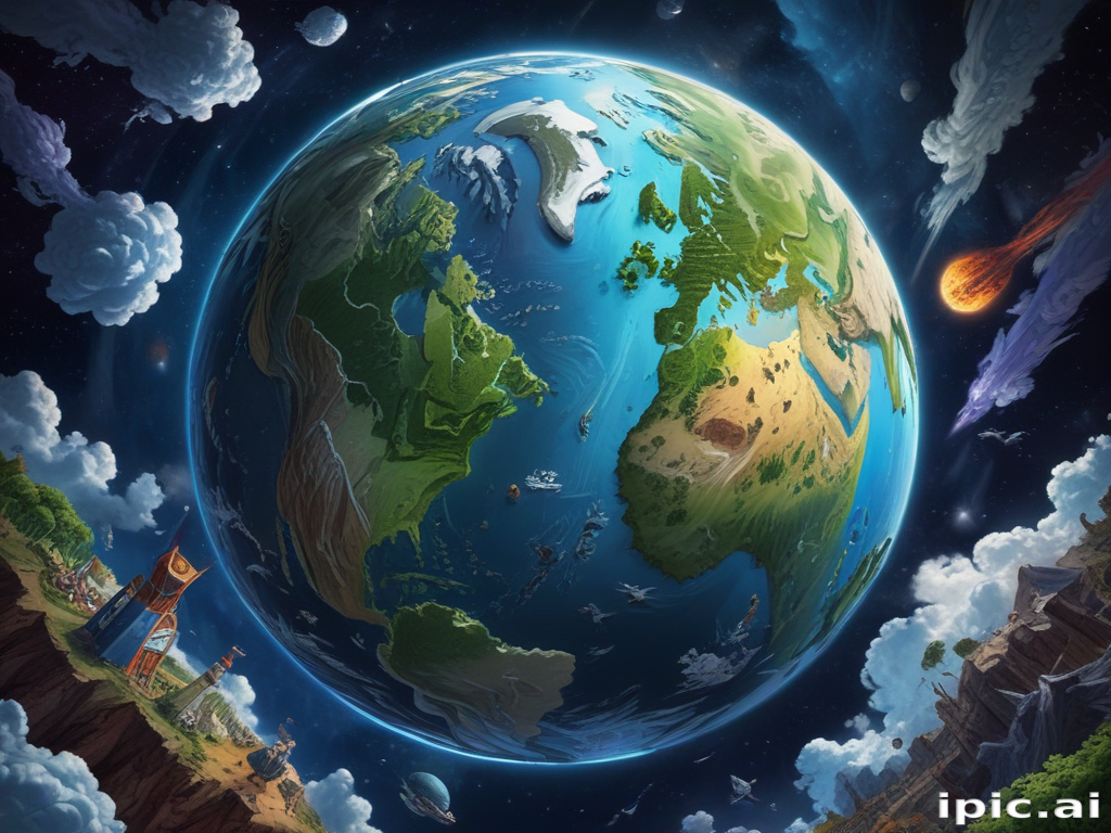 An Enchanting View of Earth Surrounded by Cosmic Wonders and Imaginary ...