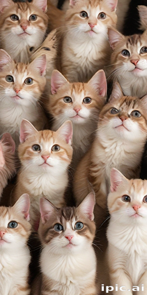 A Charming Gathering of Adorable Kittens in Various Poses and Expressions.