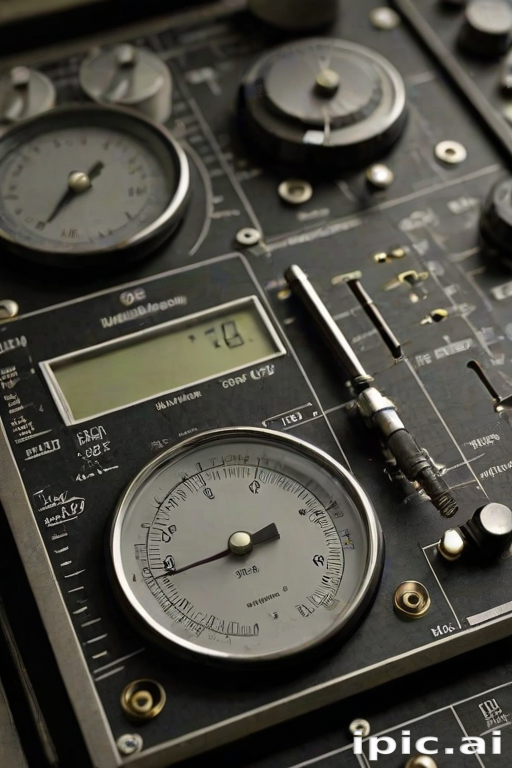 Detailed Close-Up of Vintage Gauges and Controls on a Dark Panel