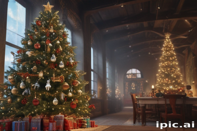 Cozy Holiday Scene Featuring Beautifully Decorated Christmas Trees and ...