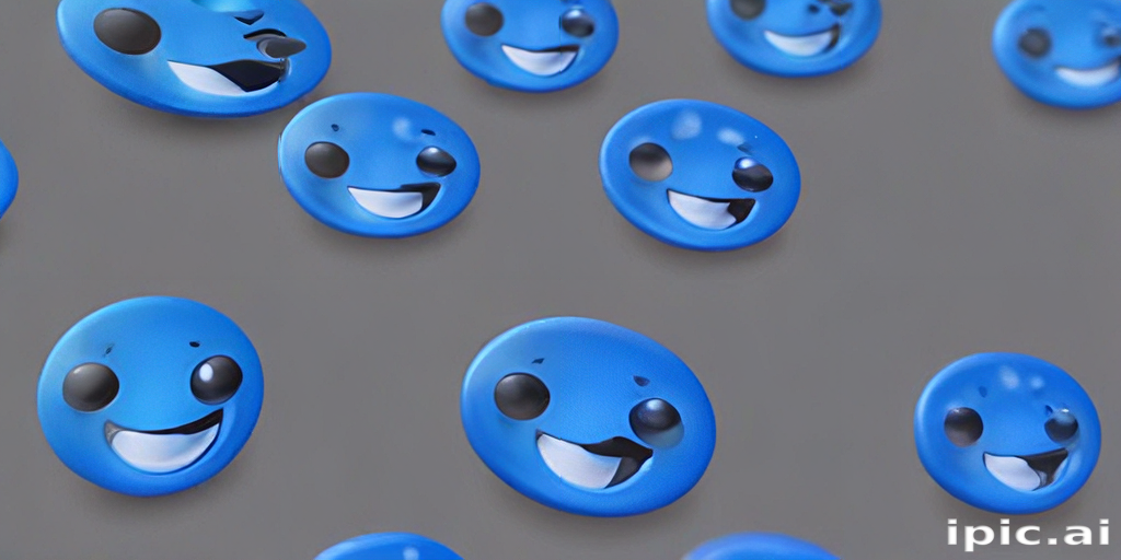 A Playful Collection of Smiling Blue Faces Against a Gray Background.