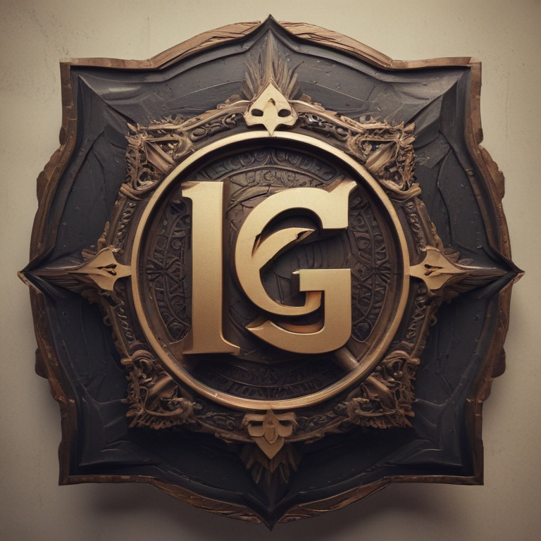 Intricate and Artistic Emblem with Bold Letters 'IG' in Golden Finish