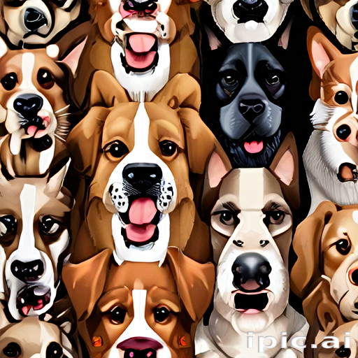 A Colorful Collection of Happy Dogs with Playful Expressions and Unique ...