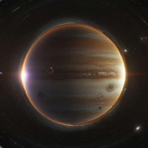 A Stunning View of Jupiter Surrounded by Stars in Deep Space.