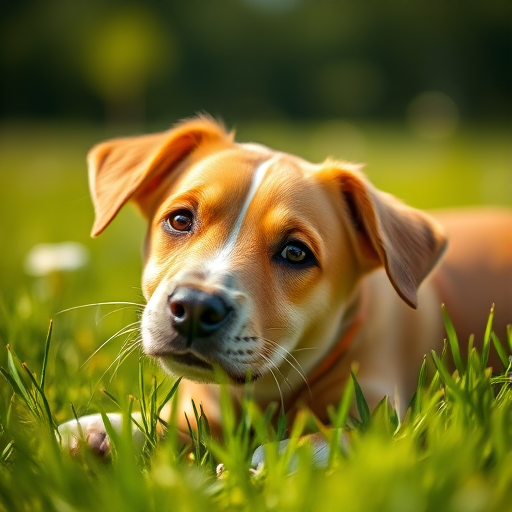 A Playful Puppy Enjoying a Sunny Day in the Green Grass.