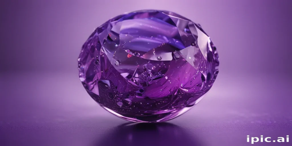 Radiant Purple Crystal Sphere Reflecting Light in a Soft Purple Background