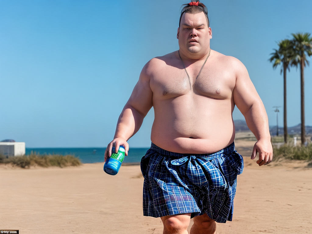 Make image of Scottish sumo wrestler playing GTA San Andreas drinking a ...