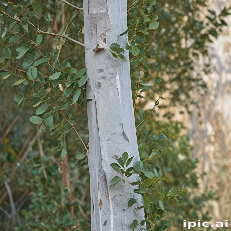 A Close-Up View of a Beautiful Tree Trunk Surrounded by Greenery.