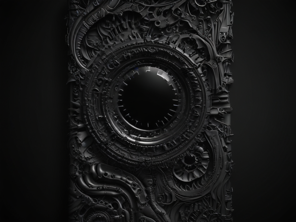 Intricate Black Mechanical Design Featuring Circular Element with ...