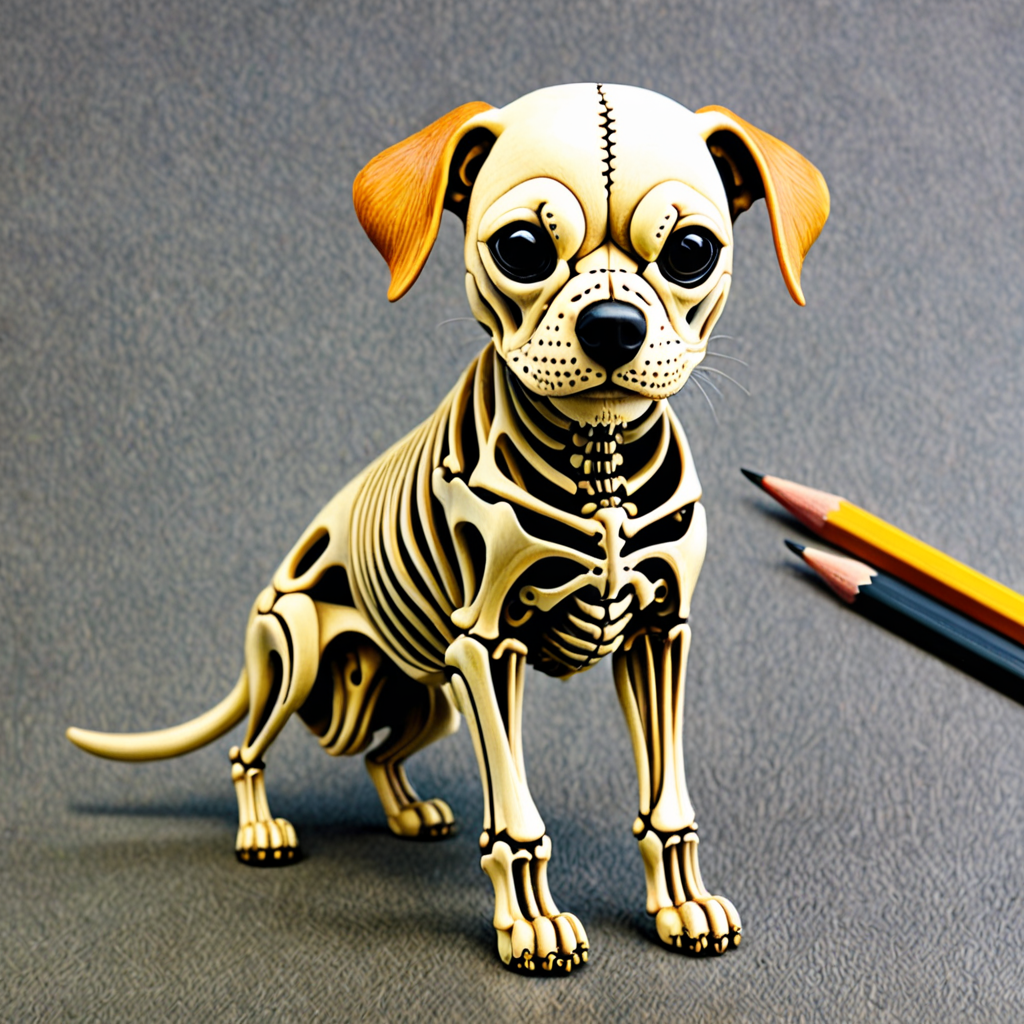 Create a lifelike representation of a dog's skeleton in a pencil ...