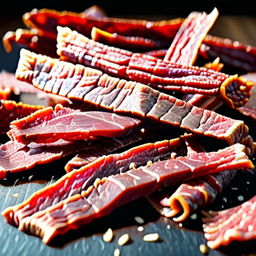 Deliciously Dried and Seasoned Strips of Beef Jerky Ready to Enjoy