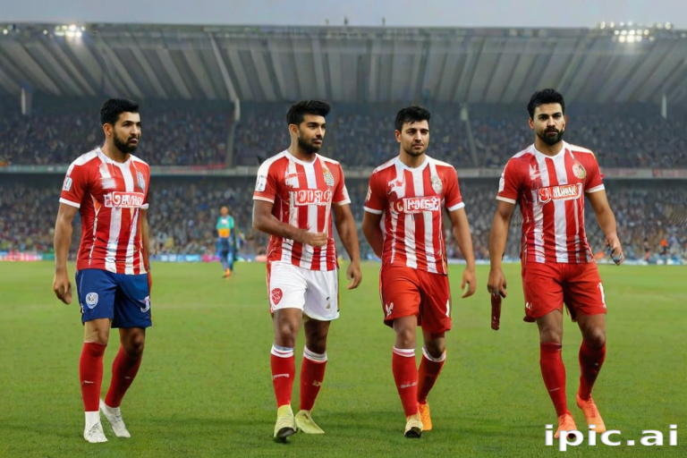 Football Players Walking Together in Team Jerseys on the Field