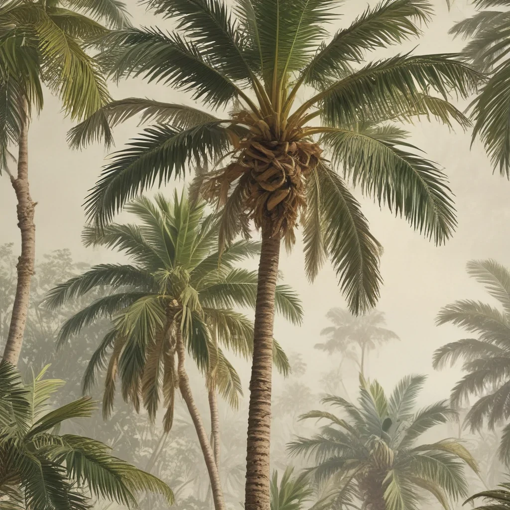 Lush Tropical Paradise: A Serene Landscape of Towering Palm Trees Under ...
