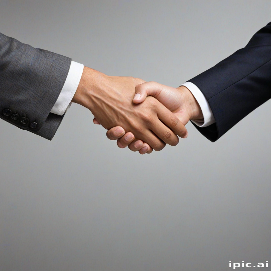 Two Business Professionals Engaging in a Firm Handshake for Agreement