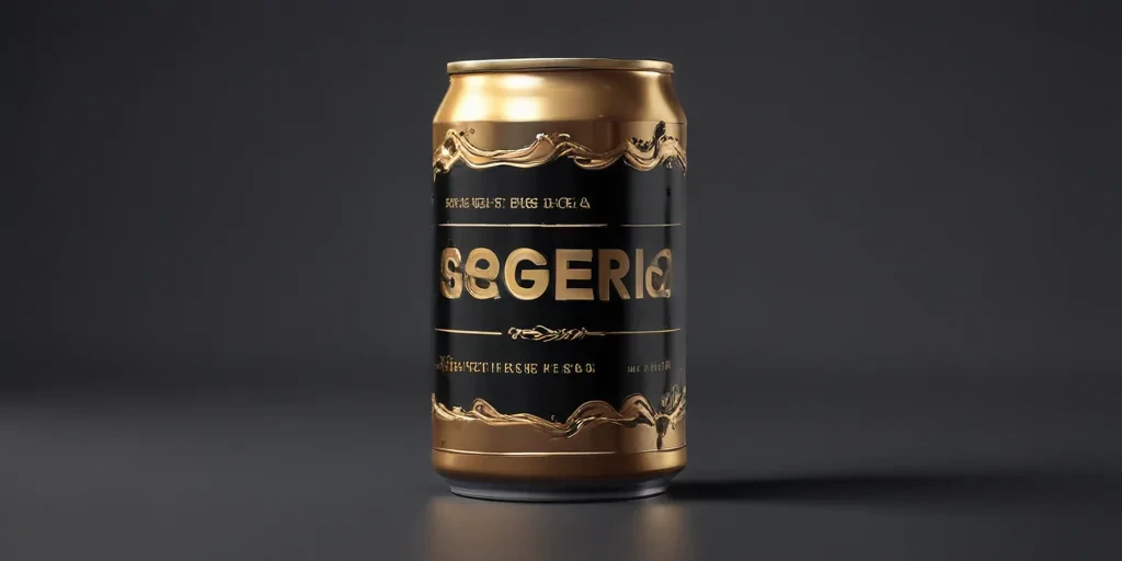 Elegant Black and Gold Can Design for a Premium Beverage Brand
