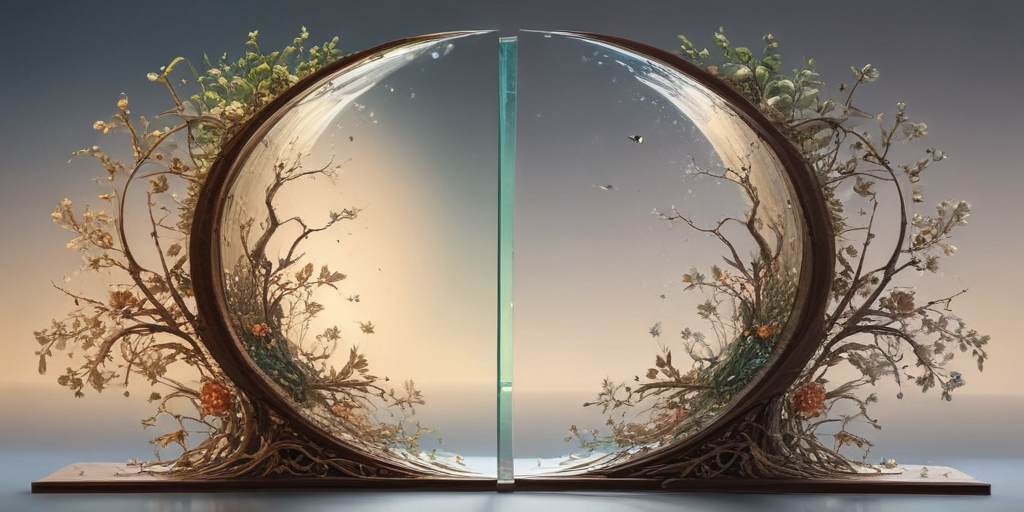 An Enchanted Glass Portal Framed by Lush Floral and Natural Elements