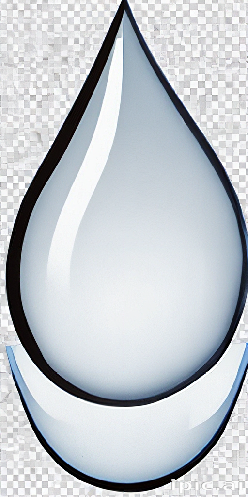 Stylized Water Drop Design with a Glossy Finish and Clear Background