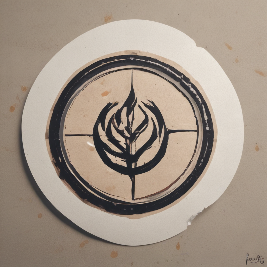 Make a logo emblem thats a circle with a quil and paper inside of the ...