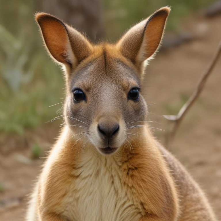 A Close-Up View of a Curious and Friendly Kangaroo in Nature.