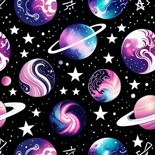 Colorful Cosmic Design Featuring Planets, Stars, and Creative Galactic ...
