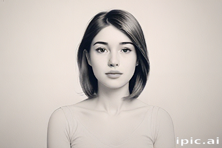 Portrait of a Young Woman with Soft Features and Neutral Expression