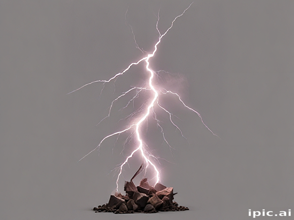 Dynamic Display of Nature's Power: Lightning Striking a Rocky Ground ...