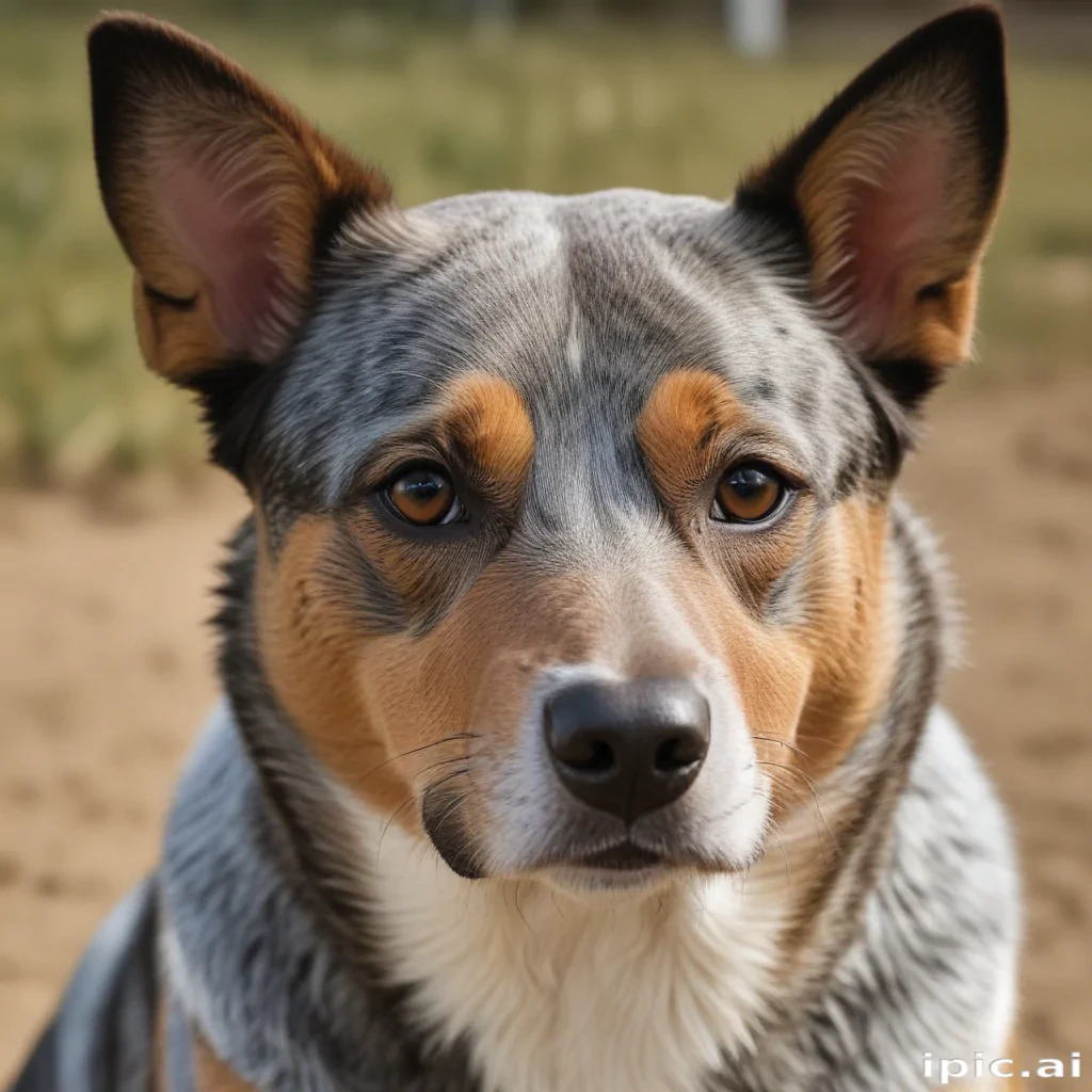 A Beautiful Blue Heeler Dog Displaying Its Expressive Eyes and Ears.