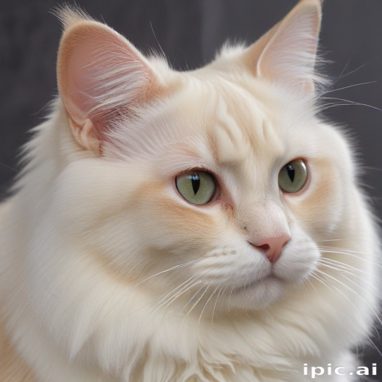 A Majestic Cream-Colored Cat with Striking Green Eyes and Fluffy Fur
