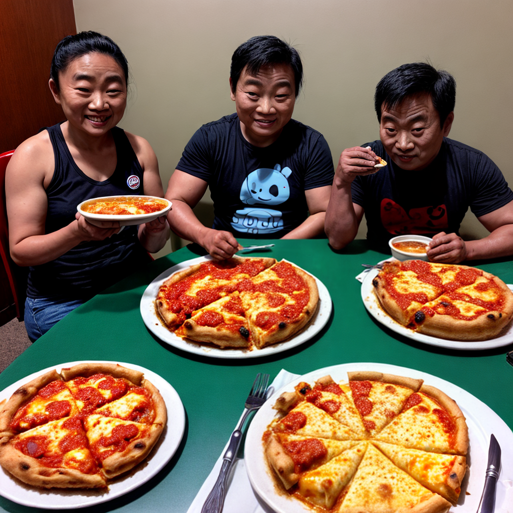 pucca and garu eating chicago style pizza
