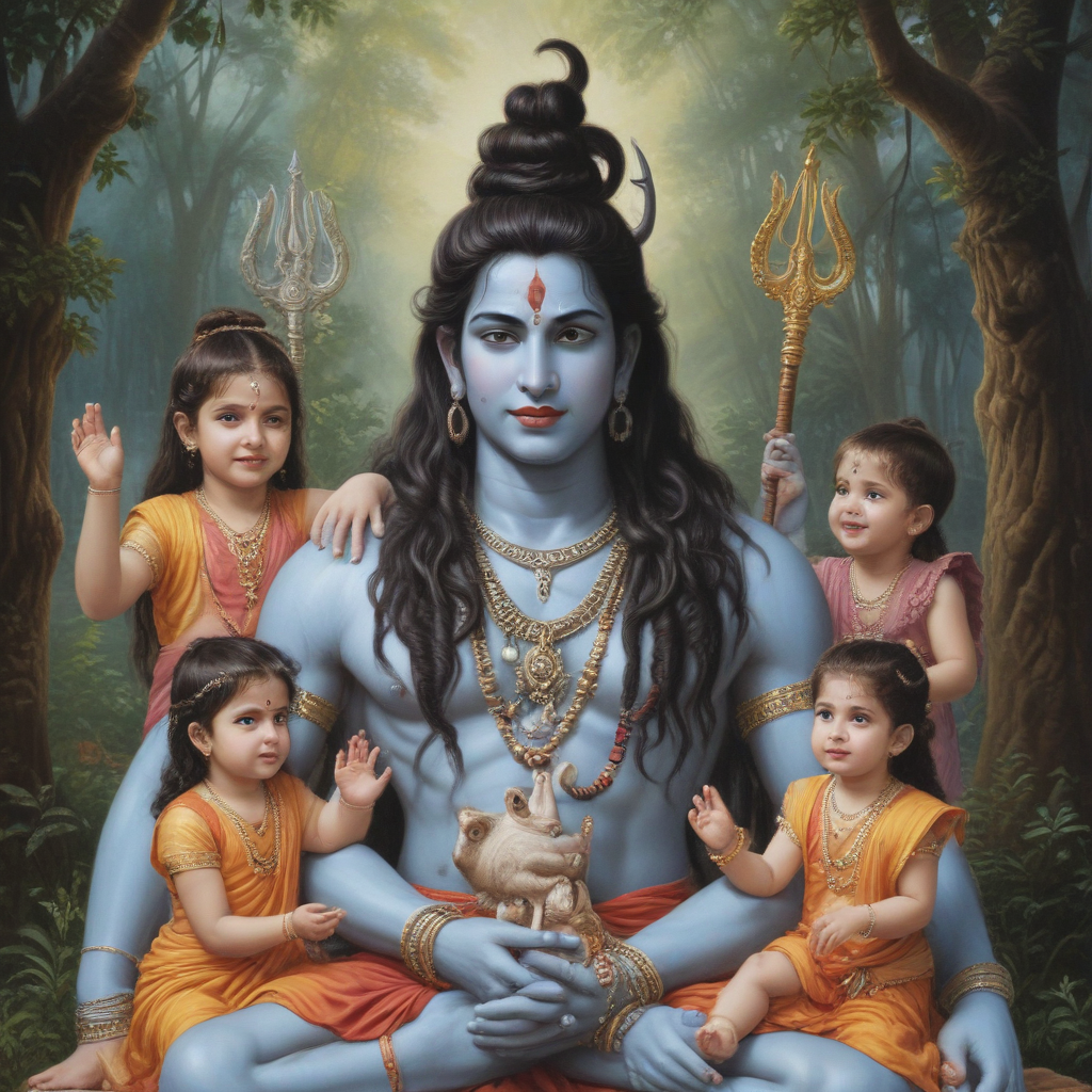 Lord shiva with family with kids