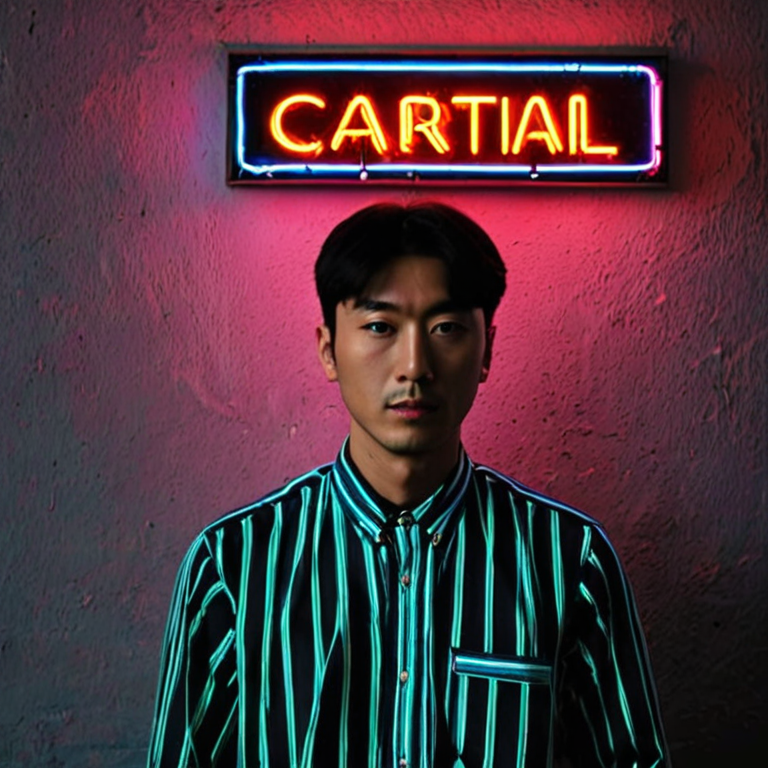 jintai is a name on a neon sign surreal art