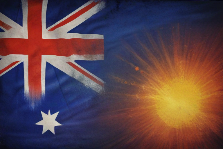 Australian Flag with a Vibrant Sunburst Background for National Pride