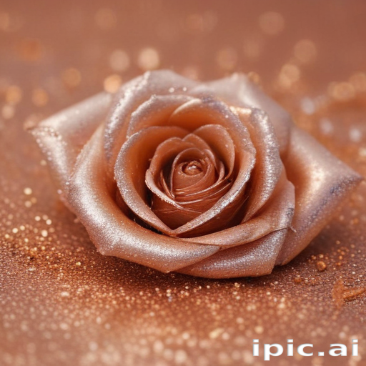 Elegant Bronze Rose Surrounded by Sparkling Golden Dust on Brown Surface