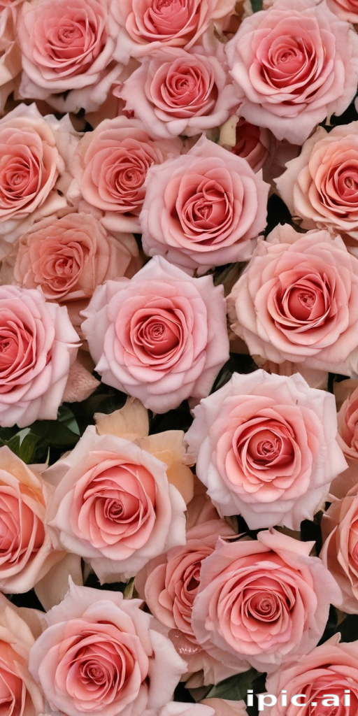 A Beautiful Arrangement of Soft Pink Roses in Full Bloom Together