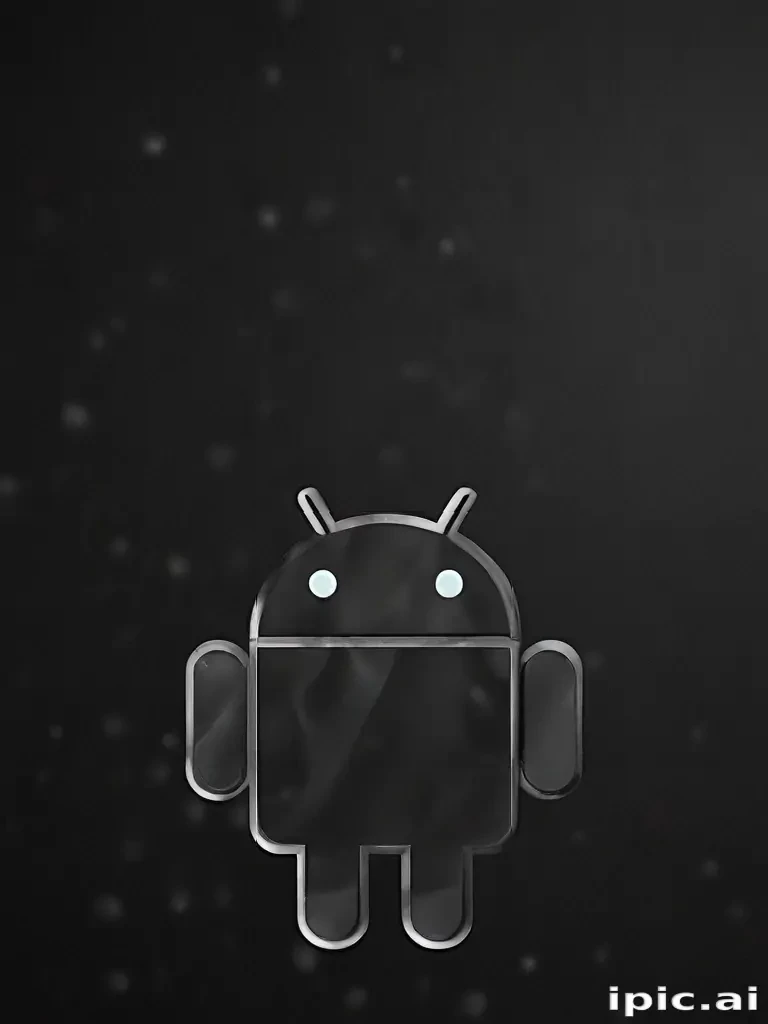 Stylized Android Robot Icon Against a Dark Background with Subtle Effects
